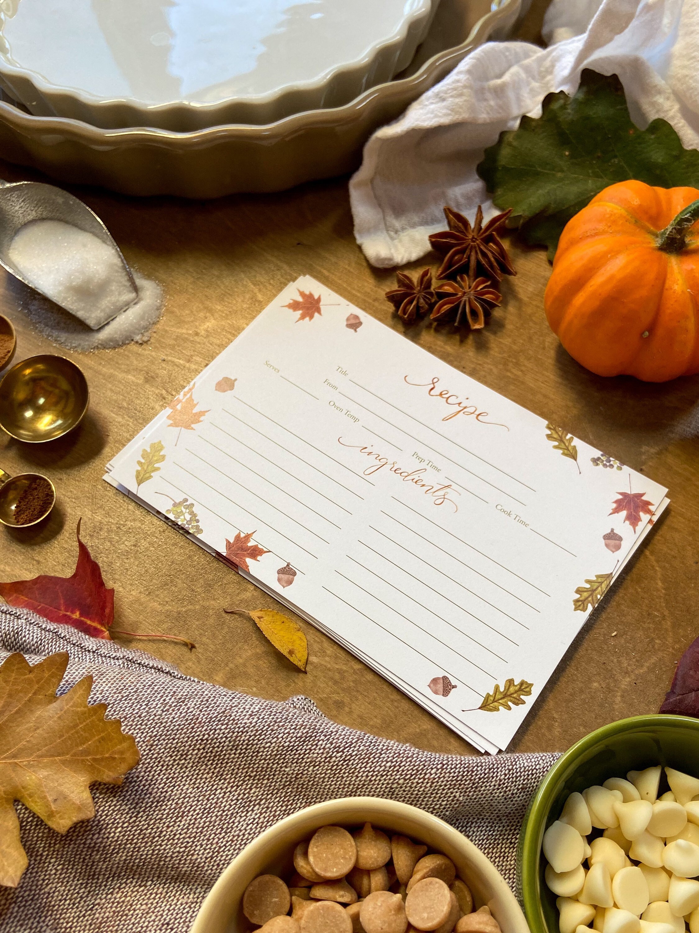 Fall Recipe Cards Fall Leaves Recipe Cards Autumn Recipe Cards Fall ...