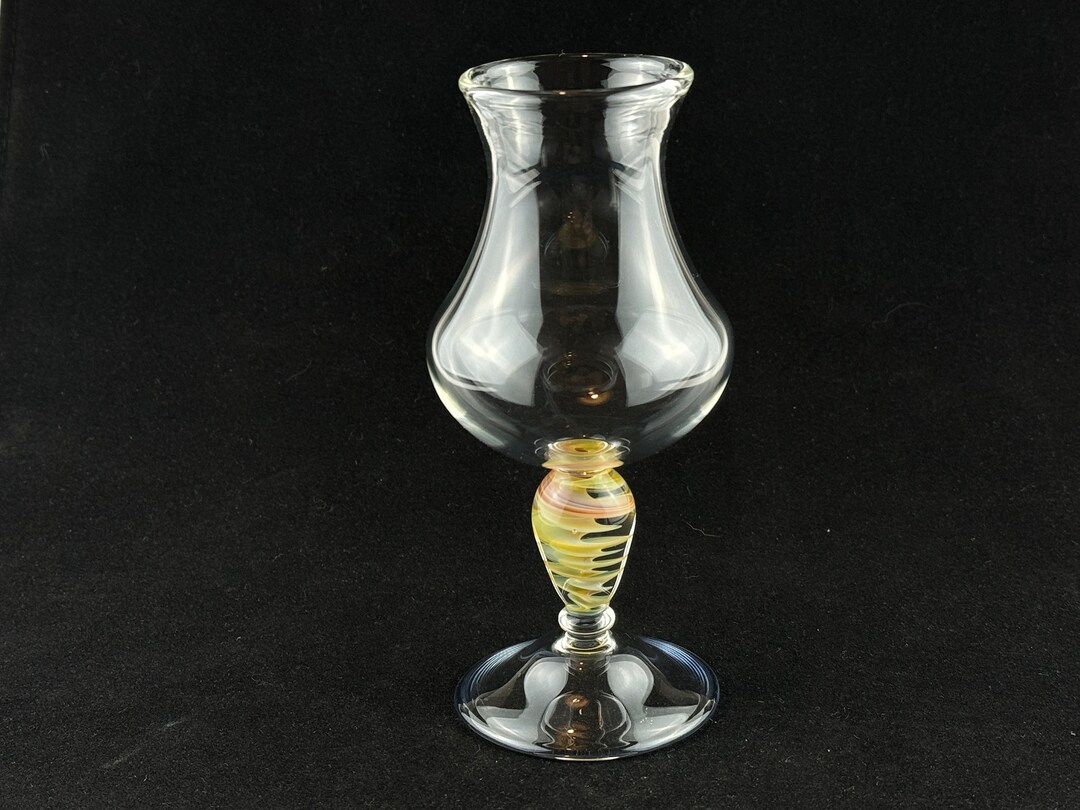 Handblown Goblet With Spiral Implosion Marble Stem. Hand Made Glassware ...