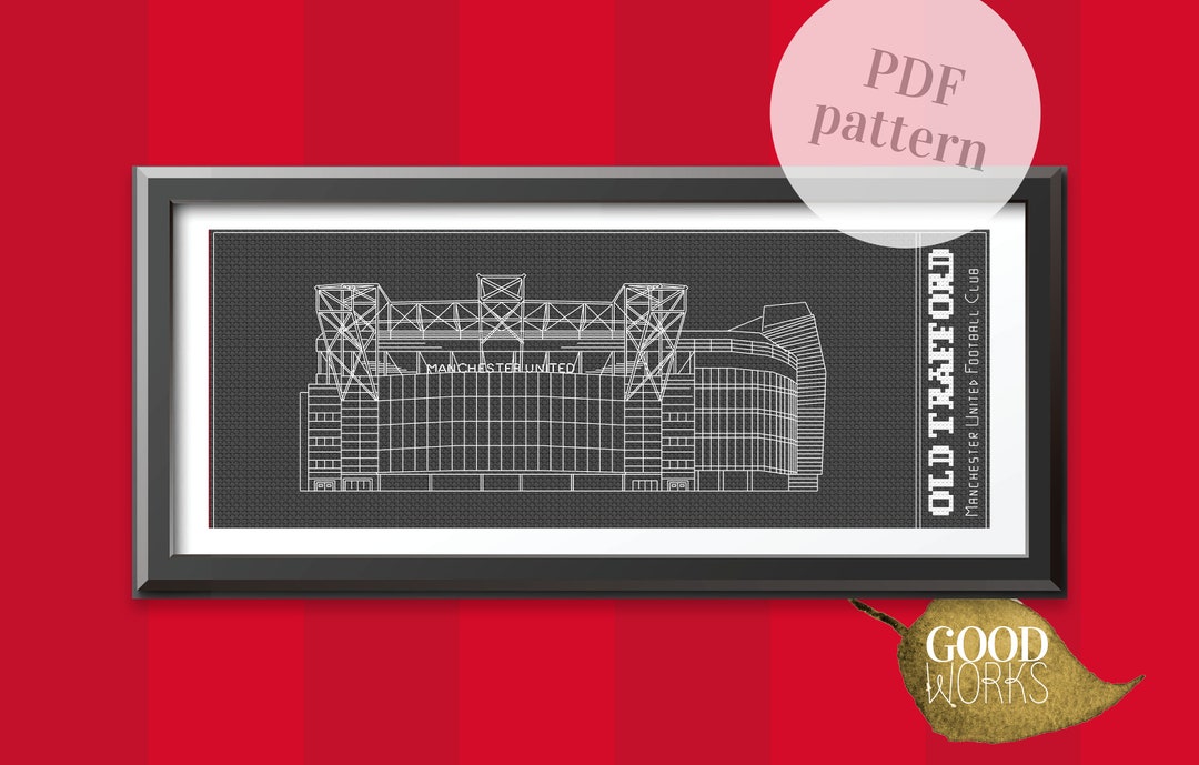 Old Trafford Stadium Cross Stitch Pattern - Manchester United Fan Art ...