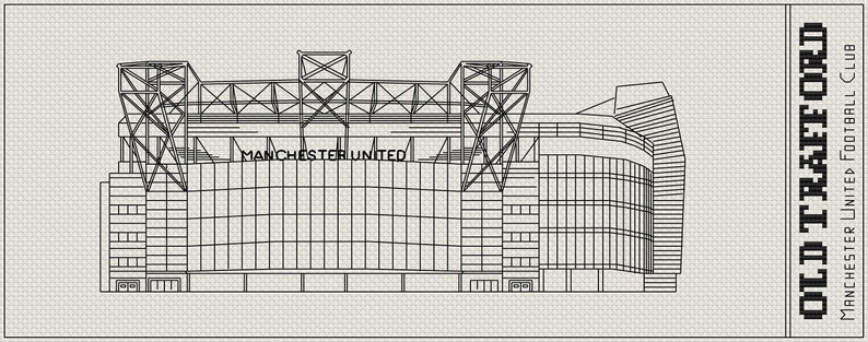 Old Trafford Stadium Cross Stitch Pattern - Manchester United Fan Art ...