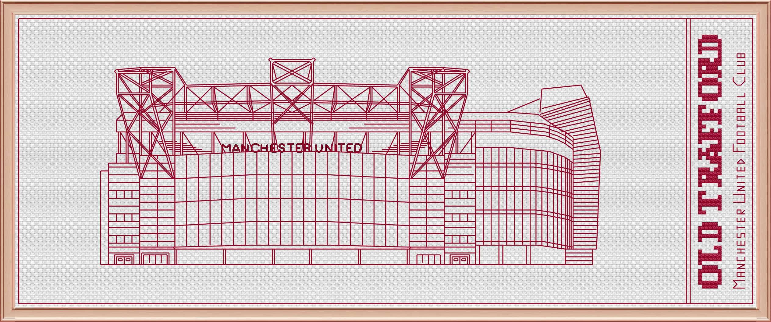Old Trafford Stadium Cross Stitch Pattern - Manchester United Fan Art ...