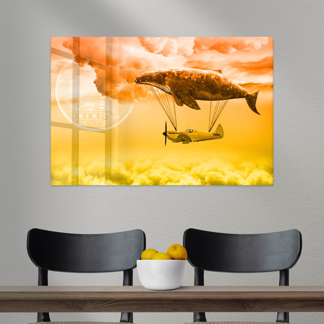 CRYPTO WALL ART, Crypto Art, Poster Bitcoin Sun, Sky Print With Crypto ...
