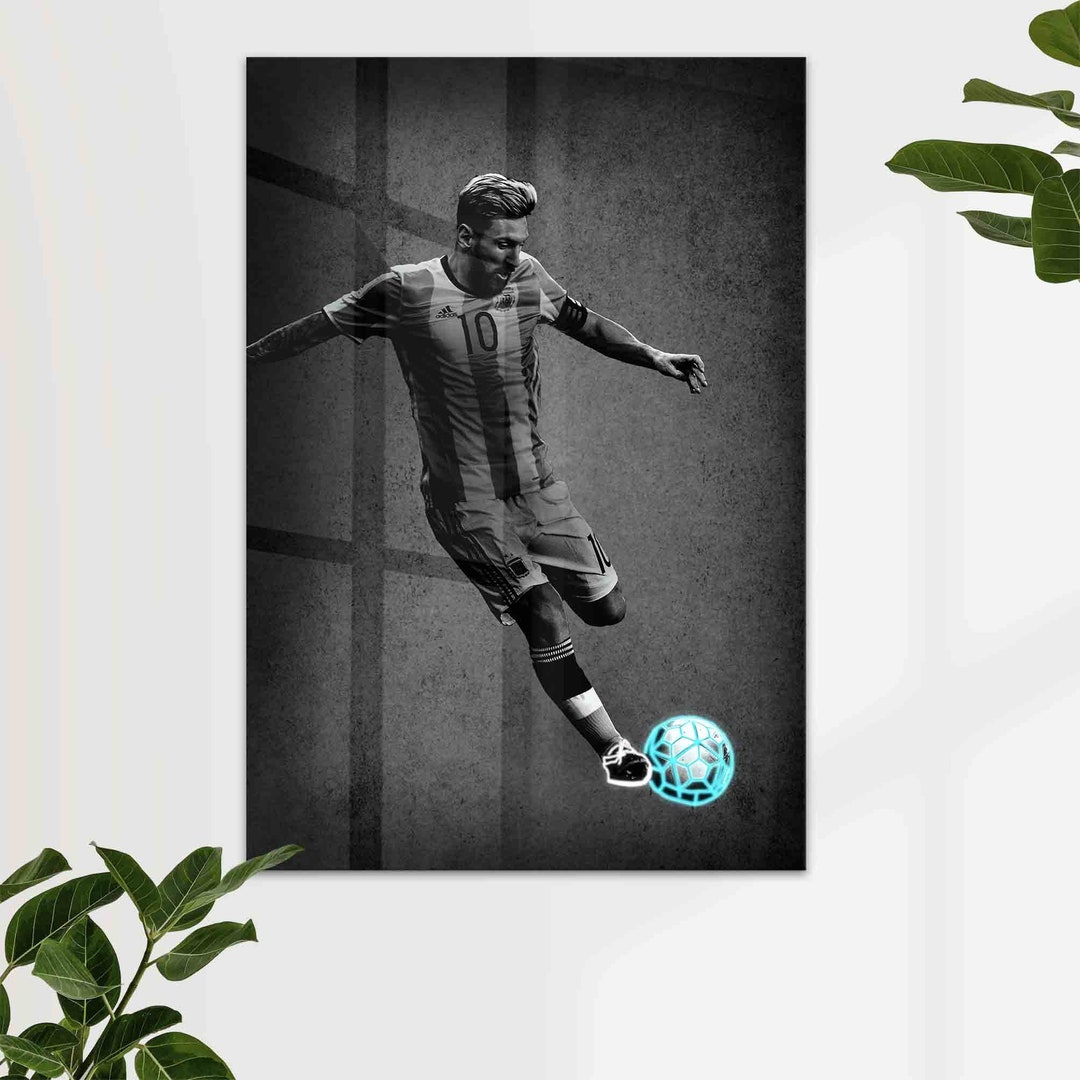 LIONEL MESSI Poster, PSG Messi Print, Glowing Paris Saint Germian Messi ...