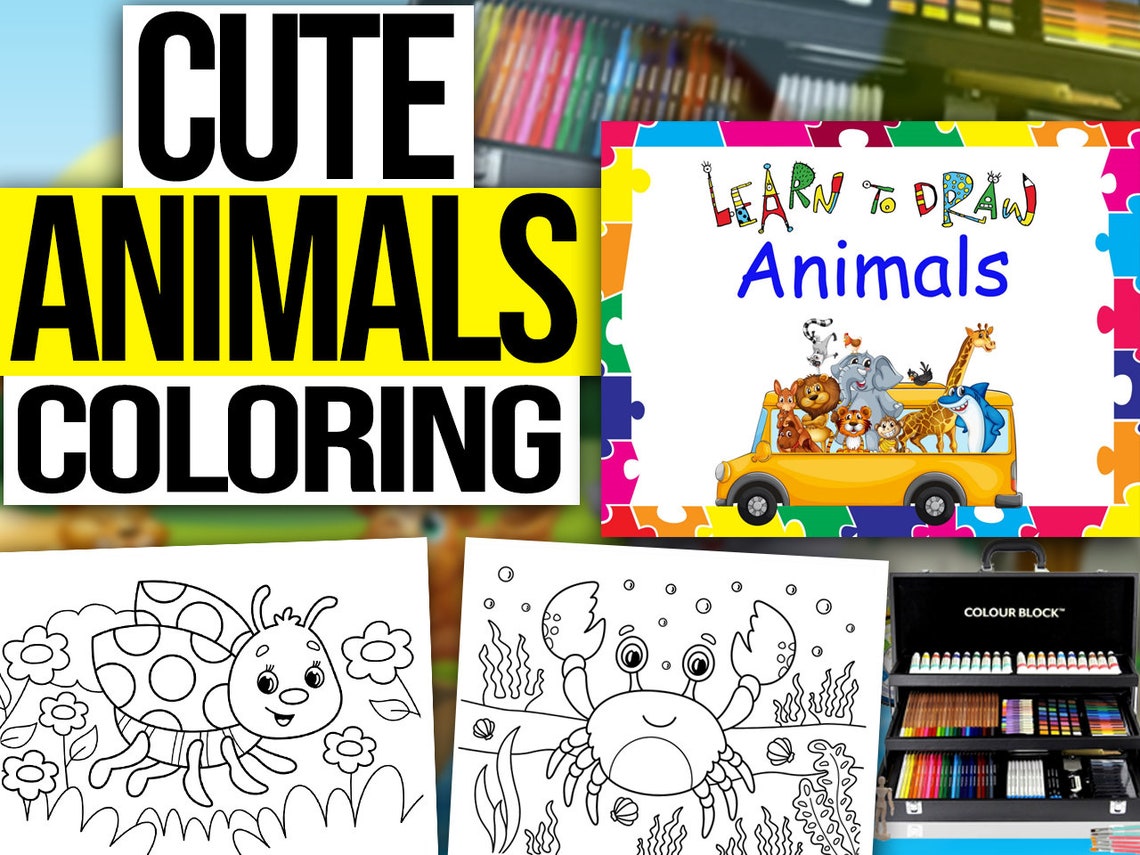 Cute Animals Coloring Book Cute Animals Coloring Sheets Cute - Etsy
