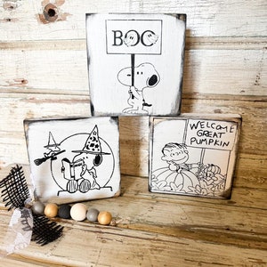 Snoopy Tiered Tray Decor Charlie Brown, Halloween Decor, Farmhouse ...