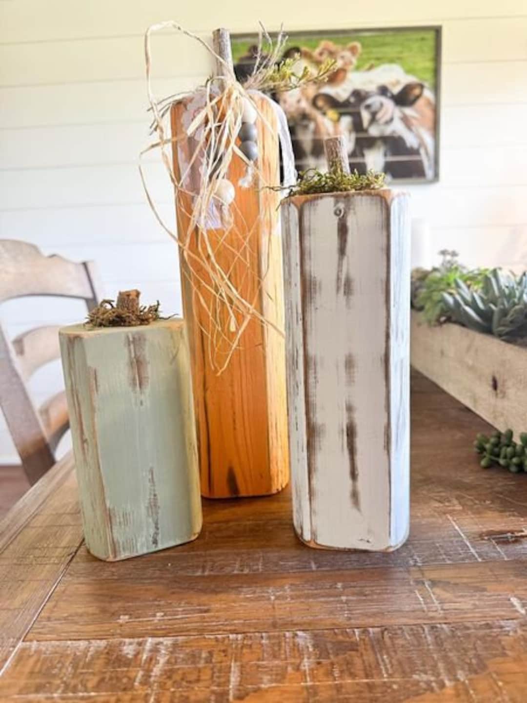 Pumpkin Wood Block Set, Pumpkin Blocks, Fall Decor, Harvest Decor ...