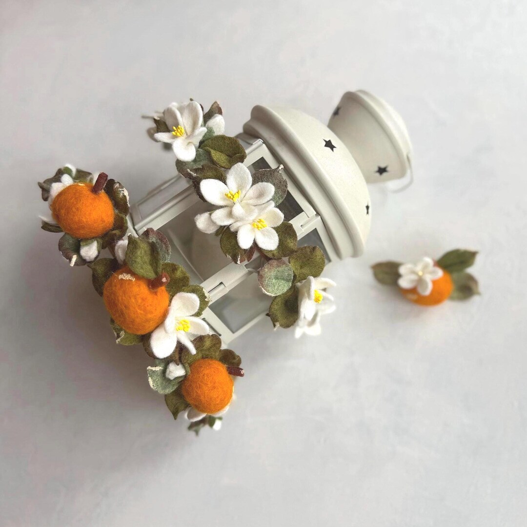 Adornos de fieltro, diadema de flor de mandarina, accesorio de Año ...