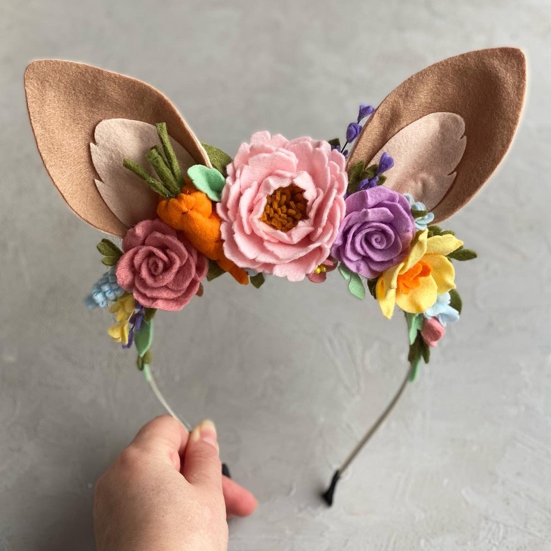 Felt Bunny Ears Headband, Floral Easter Crown - Etsy