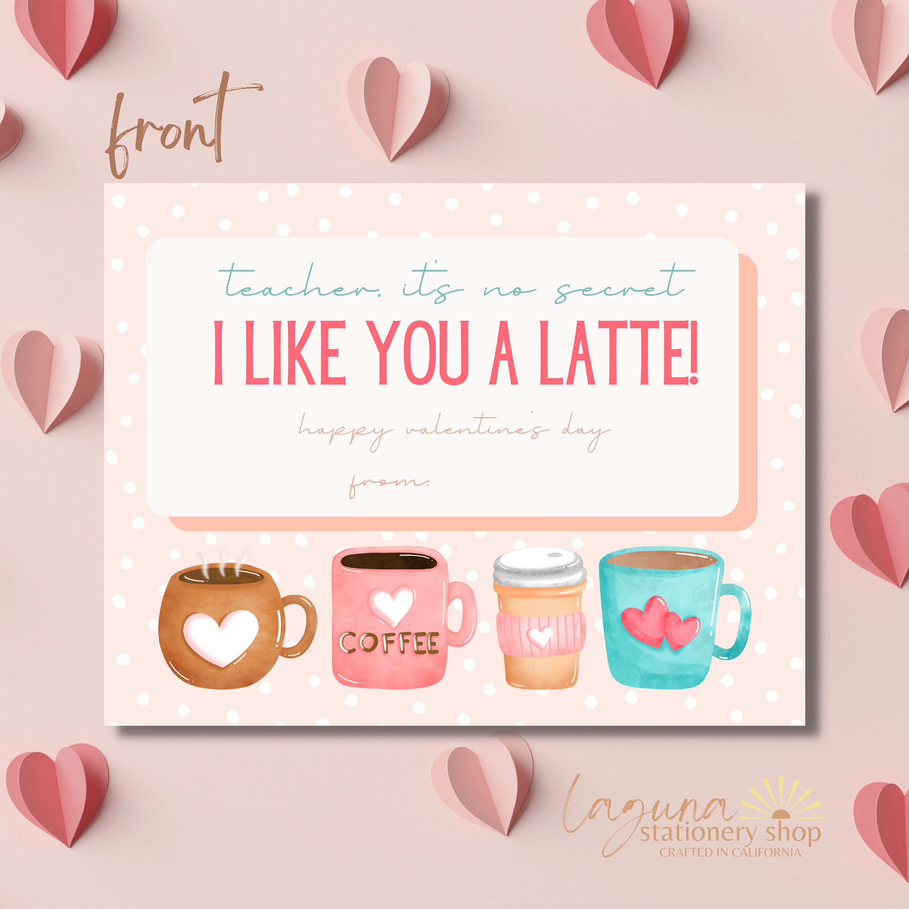 Digital File Latte Teacher Valentine's Cards, School Valentine's ...