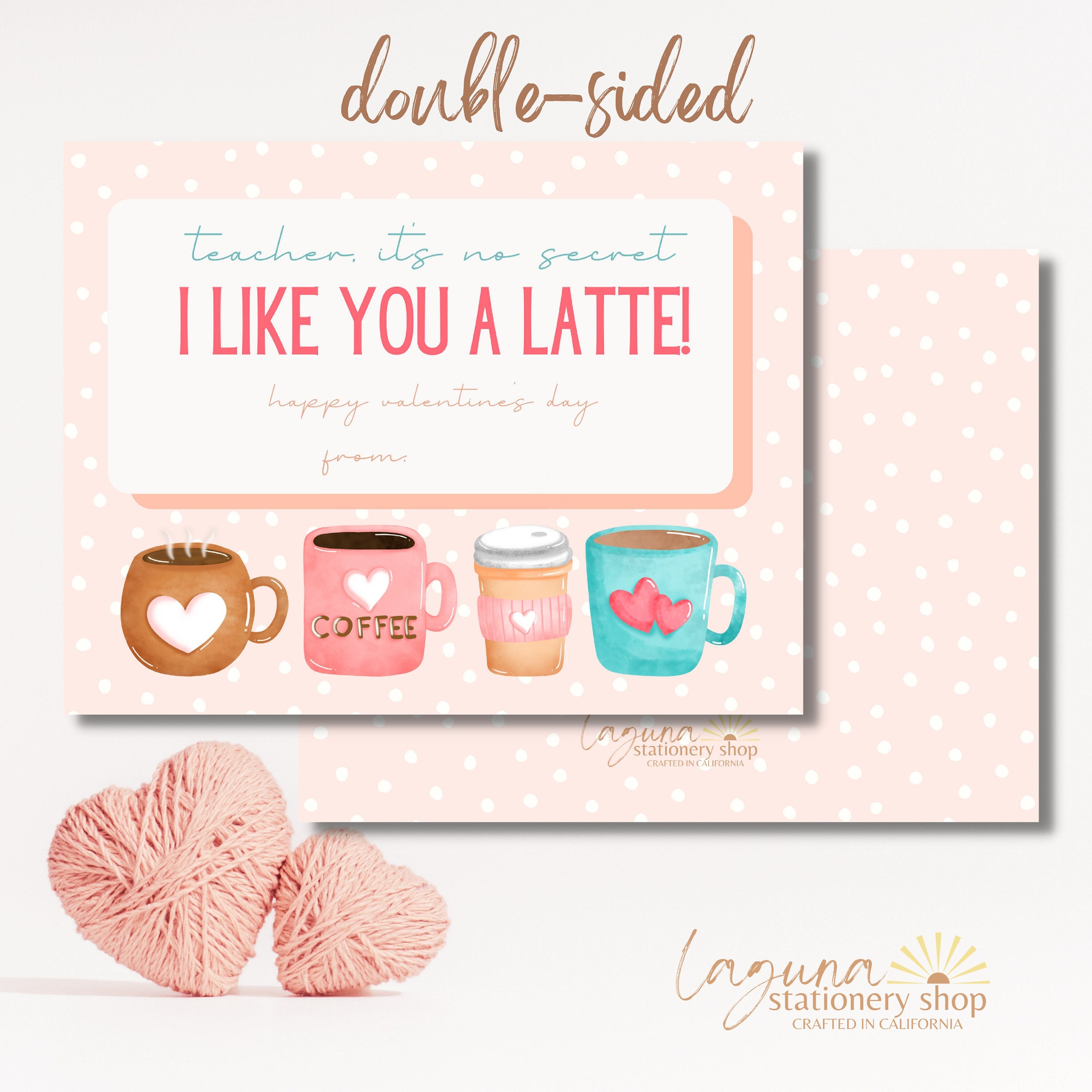 Digital File Latte Teacher Valentine's Cards, School Valentine's ...