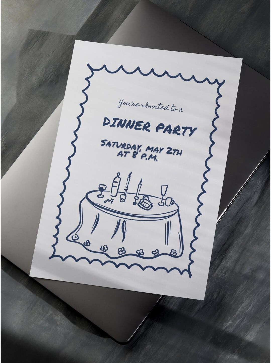 Elegant Dinner Party Invitation Customizable 5x7 Event Invite With ...