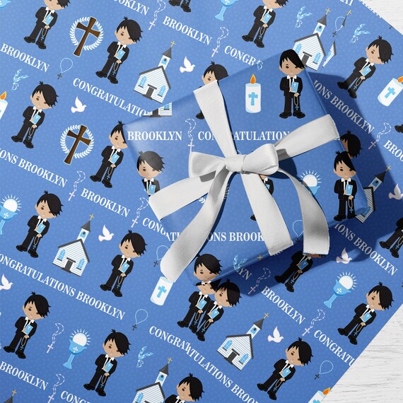 First Holy Communion Personalized Wrapping Paper. Custom Name - Etsy