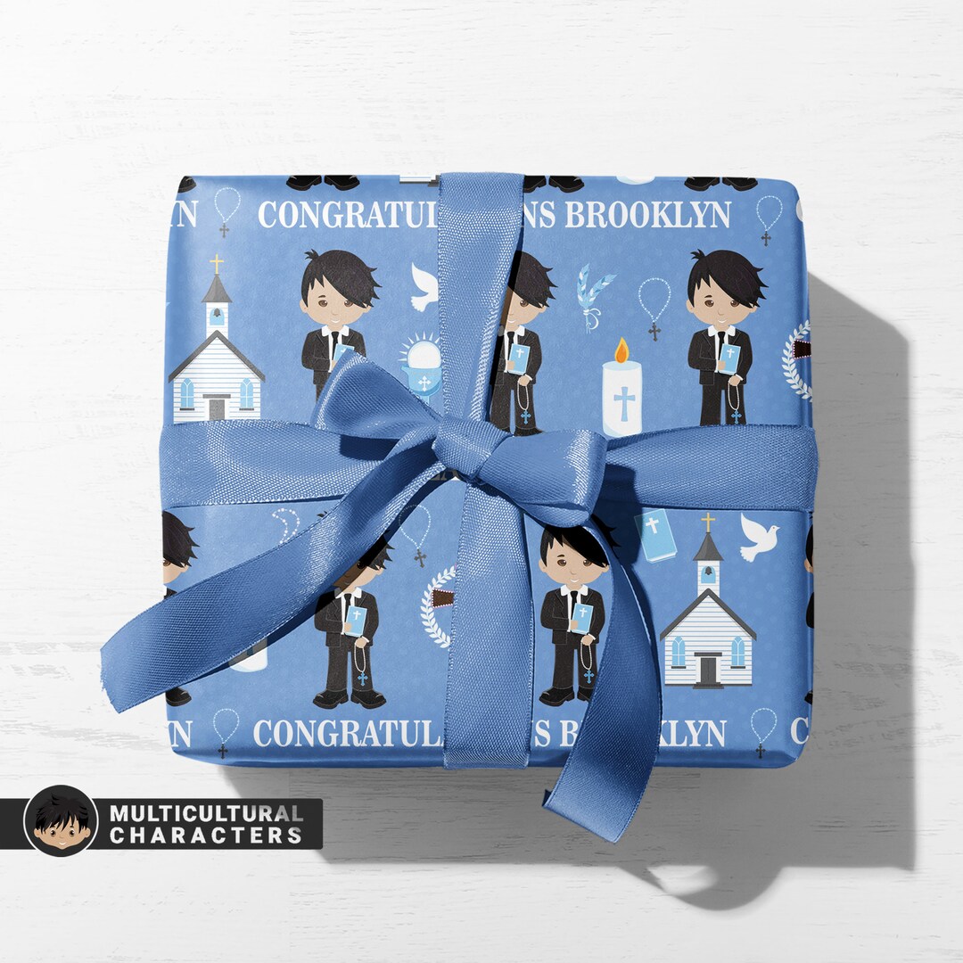 First Holy Communion Personalized Wrapping Paper. Custom Name - Etsy