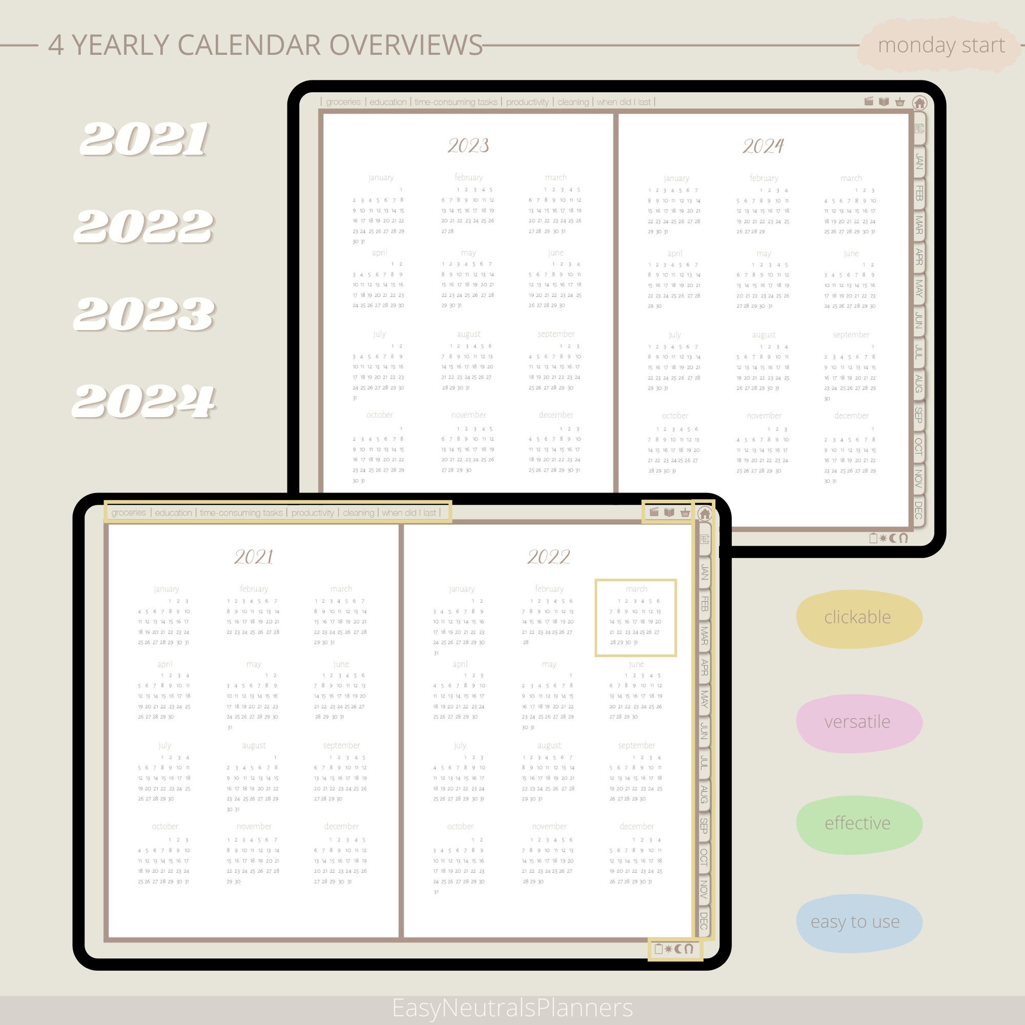Ultimate UNDATED Any Year Digital Planner Monthly Weekly - Etsy