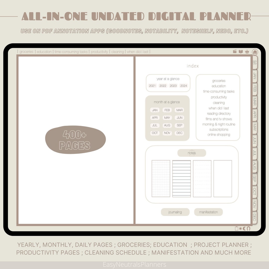 Ultimate UNDATED Any Year Digital Planner Monthly Weekly - Etsy