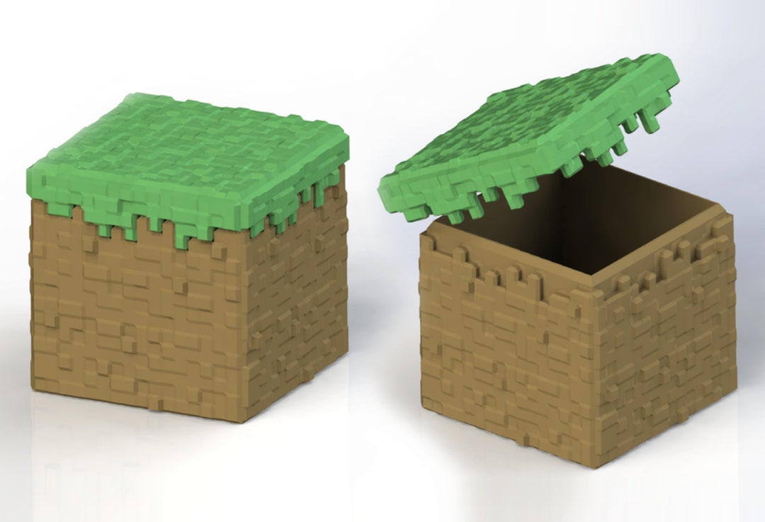 Voxel Grass Block Container 3D Printed Gift Box Jewelry Box - Etsy