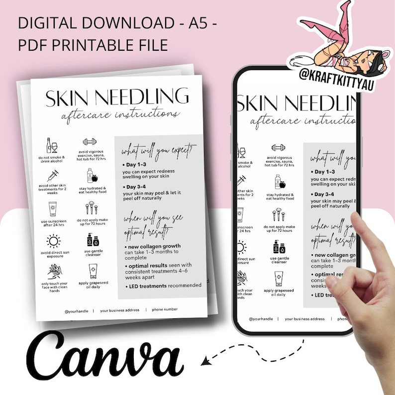 Microneedling Aftercare Card | Printable Microneedle PRP Aftercare ...