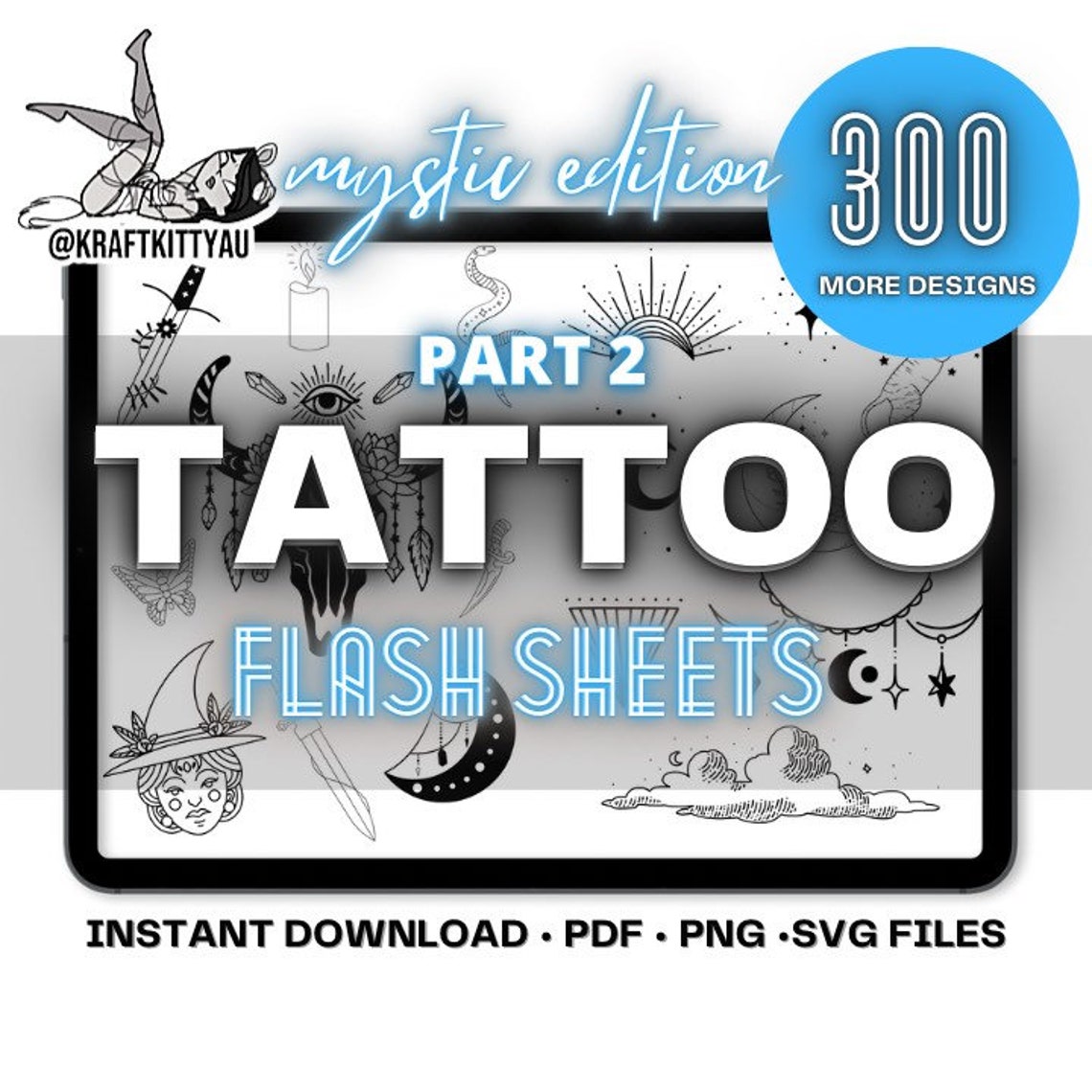 300 Mystic Tattoo Flash Sheet Designs – Celestial, Zodiac (digital ...