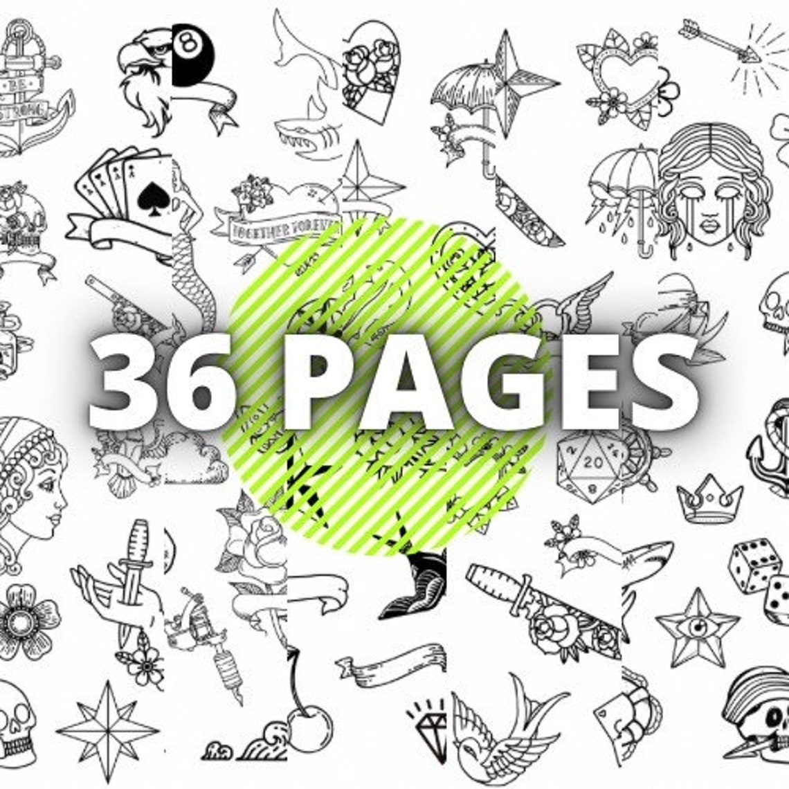 Printable Tattoo Sketchbook - Over 190 Tattoo Designs Inside - American ...