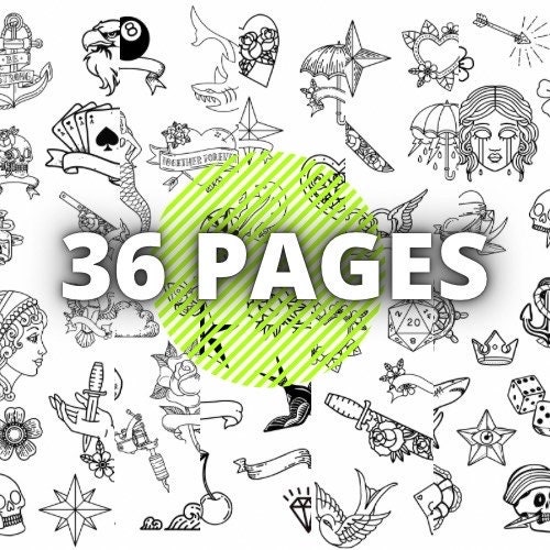 Printable Tattoo Sketchbook - Over 190 Tattoo Designs Inside - American ...