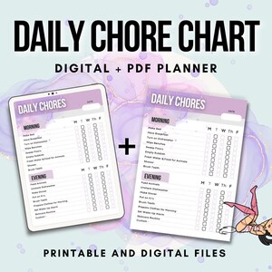 Purple Pastel Daily Chores Chart | Customisable Planner | Printable ...