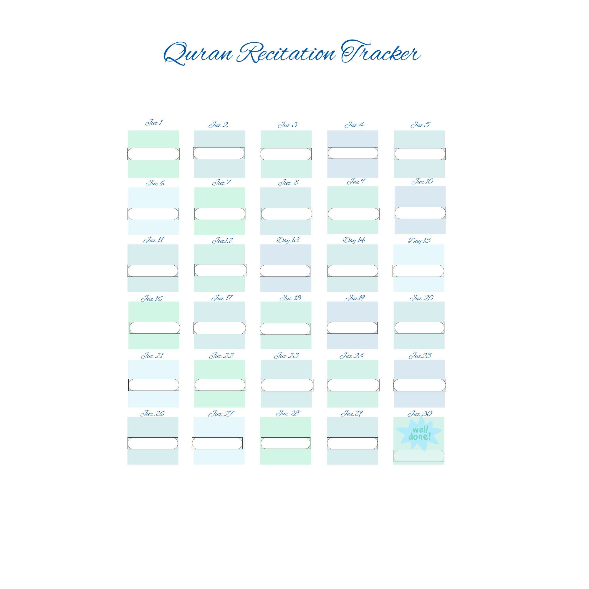 Printable Quran Tracker, Quran Recitation, Quran Reading, Juz, Ramadan ...