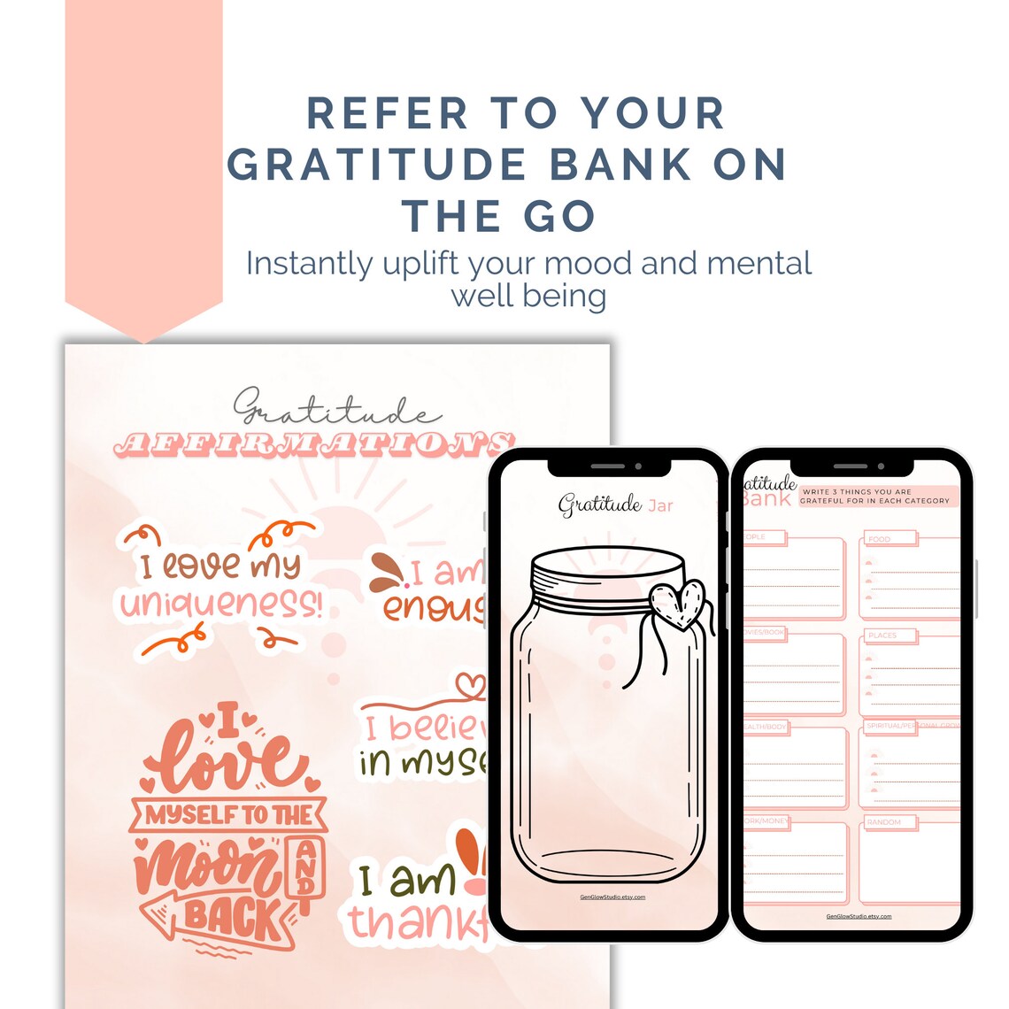 Gratitude Journal Printable Pack - 11 Pages of Daily, Weekly, & Monthly ...