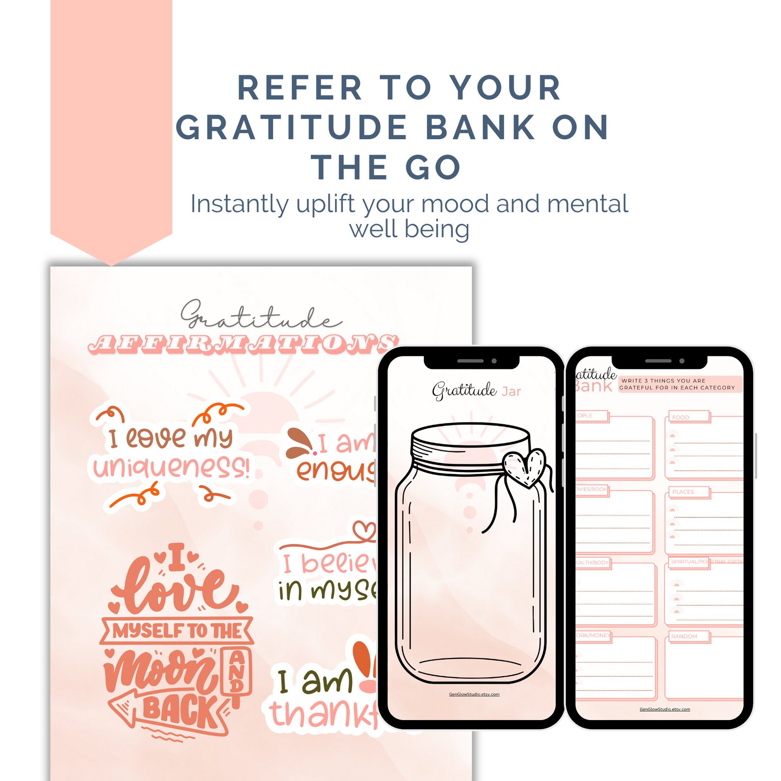 Gratitude Journal Printable Pack - 11 Pages of Daily, Weekly, & Monthly ...