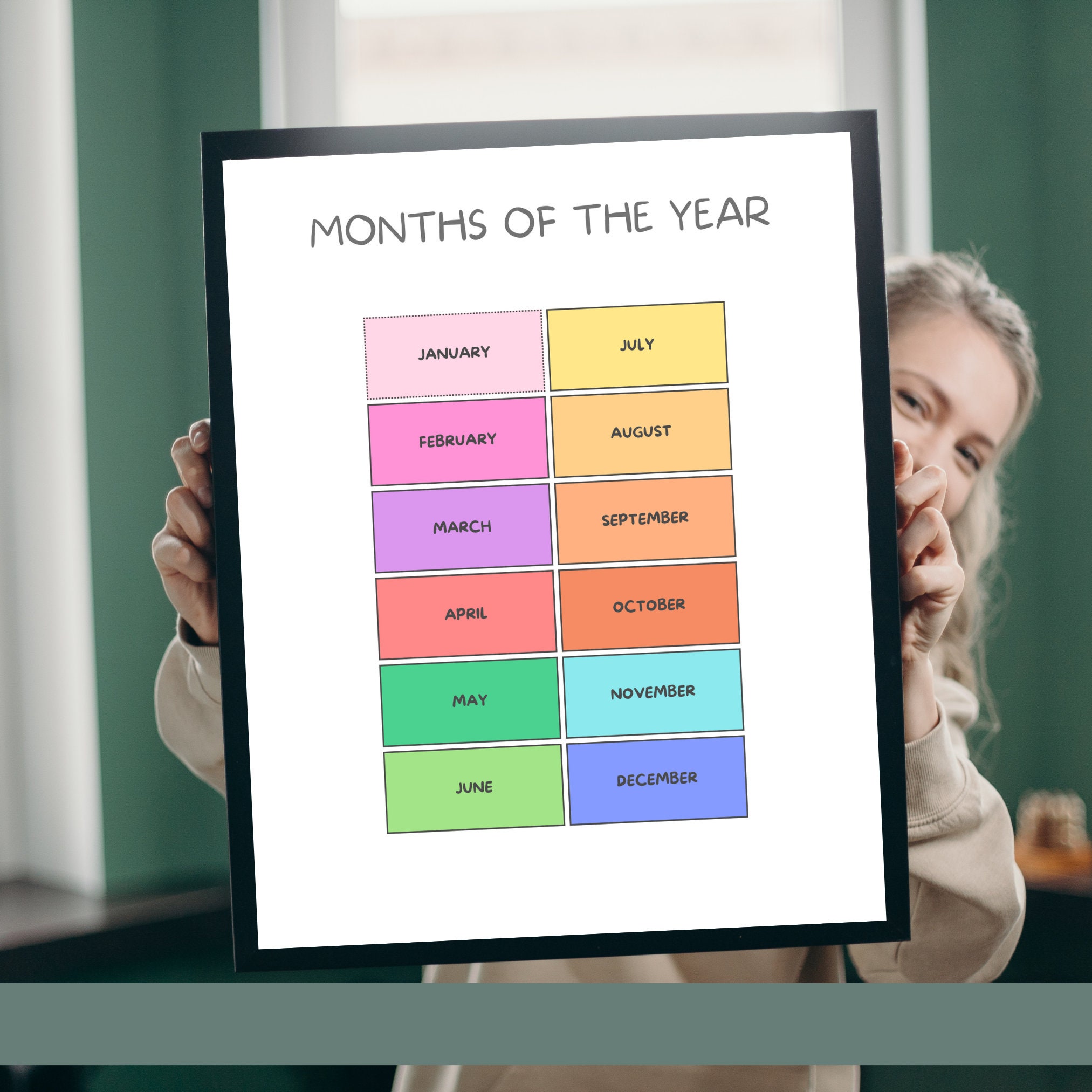 Rainbow Months of the Year Poster, Printable Wall Art, Rainbow ...