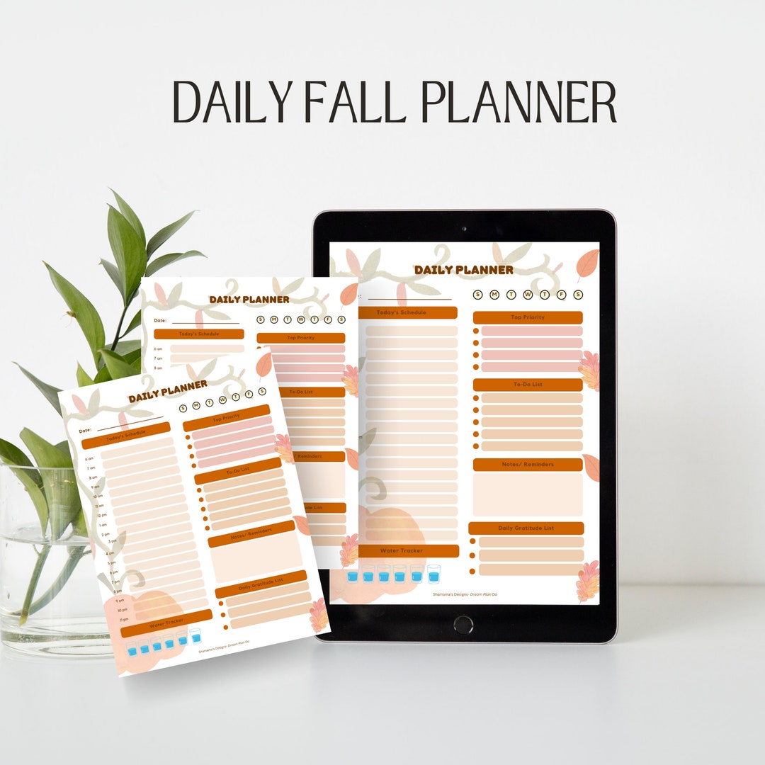 Fall/autumn Harvest Printable Planner Template, Daily Editable Digital ...