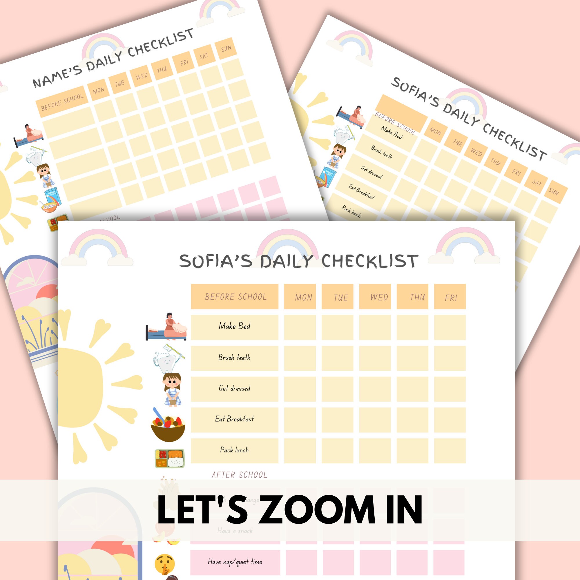 Editable Fillable Digital Kids School Schedule Chart - Daily Routine ...