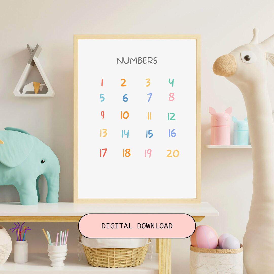Rainbow Numbers Poster, Numbers 1-20 Print, PRINTABLE Educational Wall ...