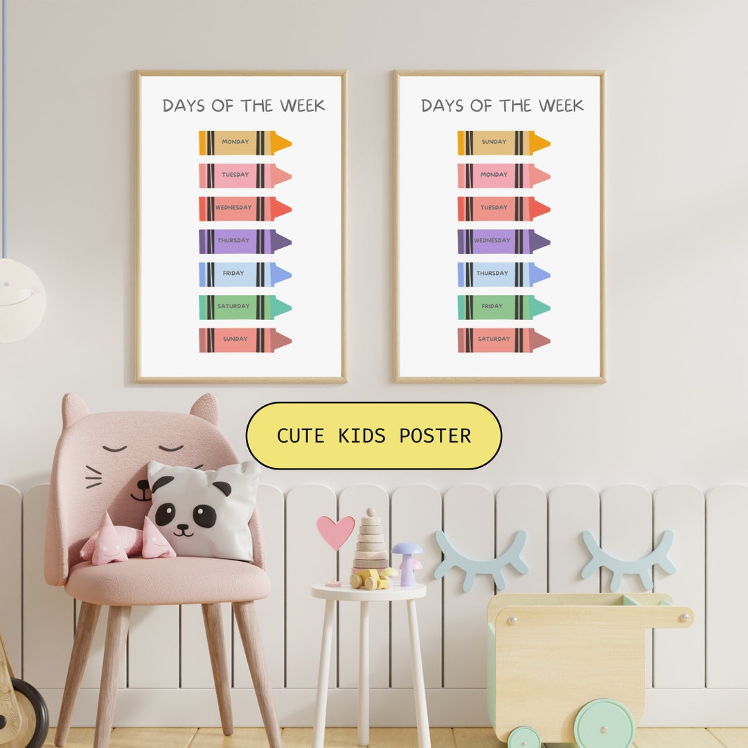Days of the Week Printable Montessori Education Poster Homeschool ...