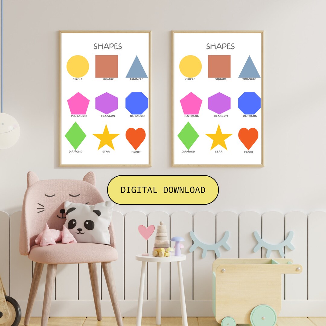 Shapes Printable Montessori Education Poster Homeschool Wall Decor ...