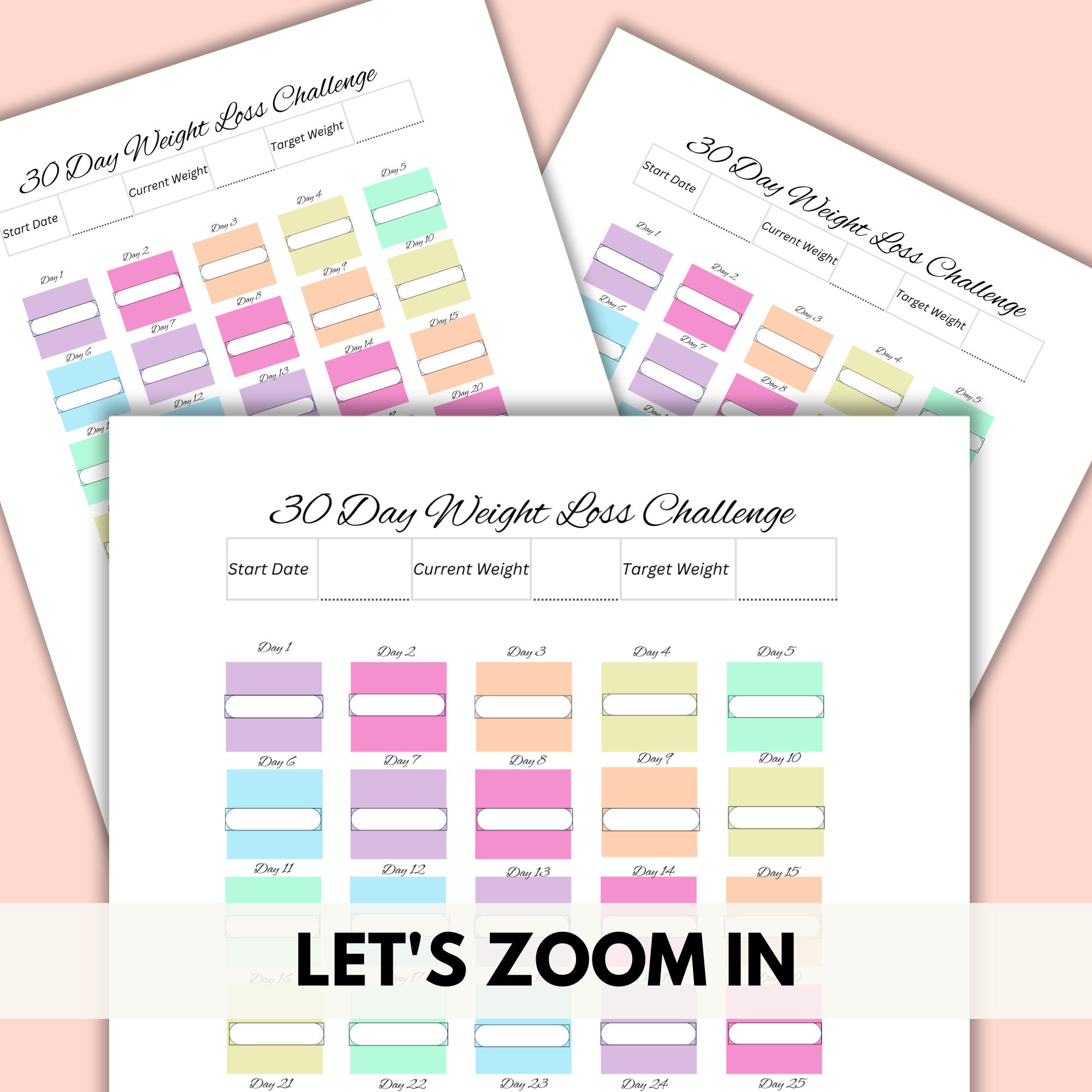 30 Day Weight Loss Tracker Challenge Printable Reach Your Fitness Goals ...