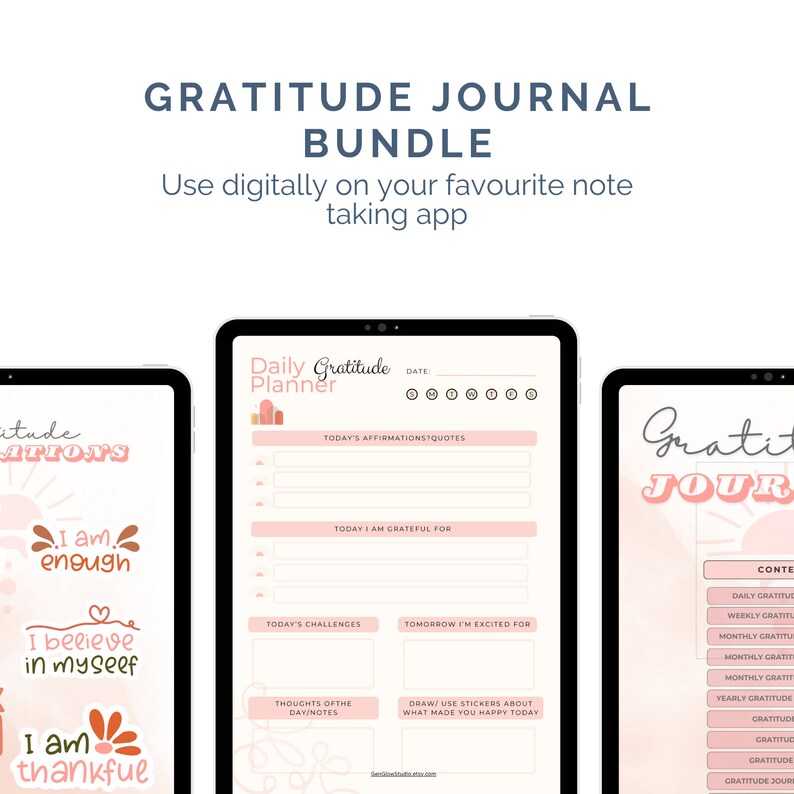 Gratitude Journal Printable Pack - 11 Pages of Daily, Weekly, & Monthly ...