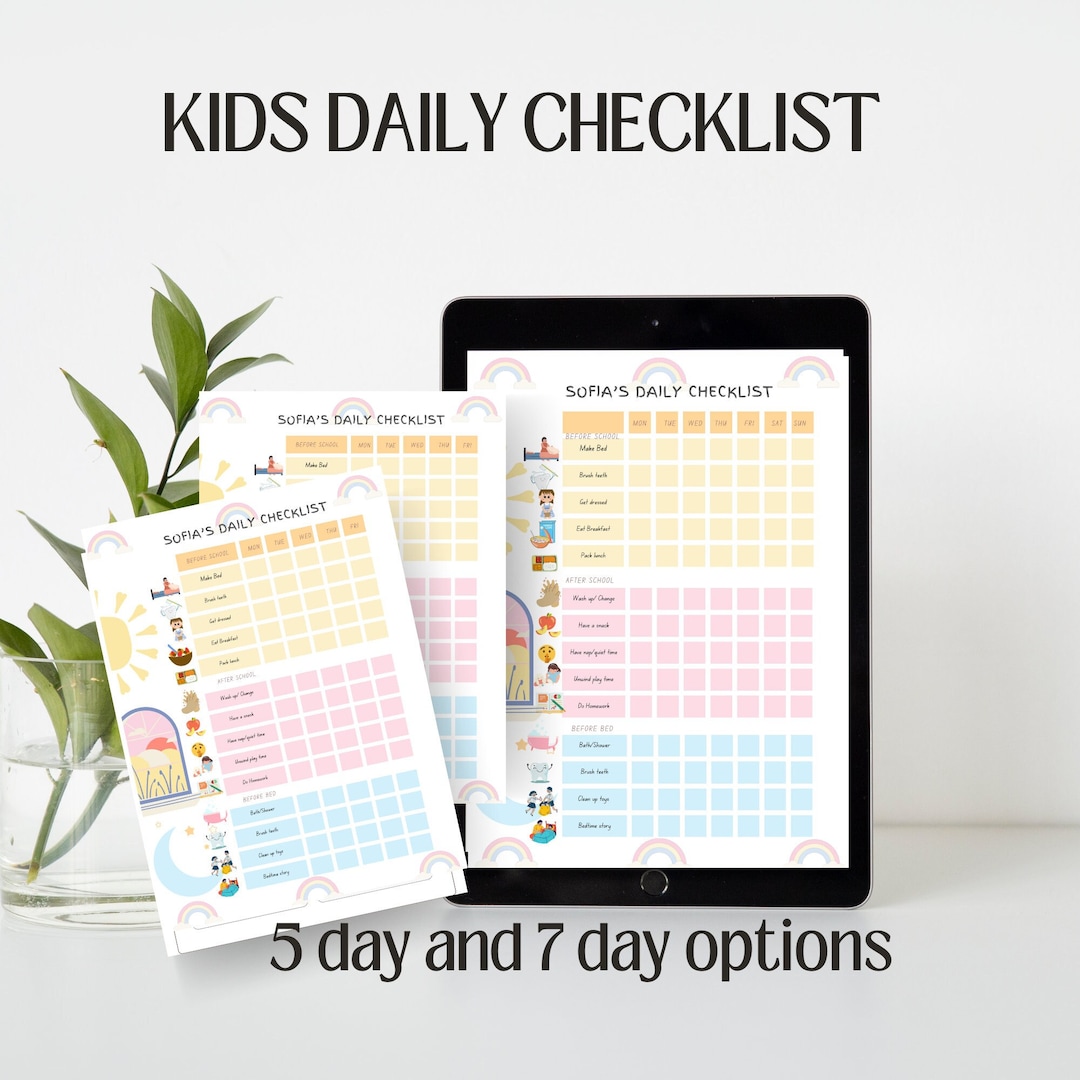 Editable Fillable Digital Kids School Schedule Chart - Daily Routine ...
