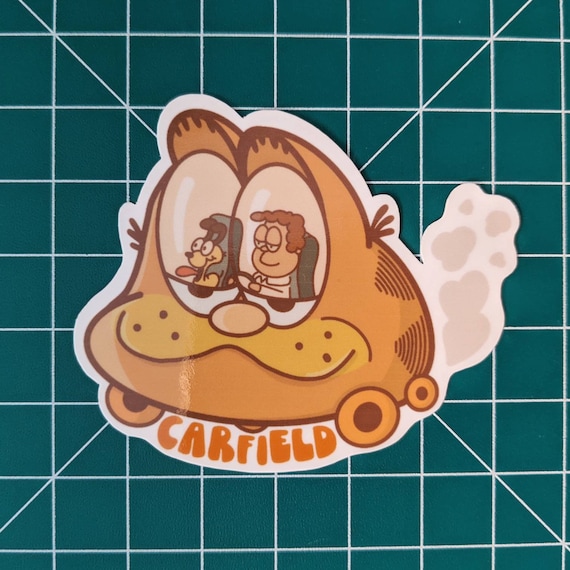 Carfield Cute Kawaii Garfield Vinyl Laminate Sticker - Etsy