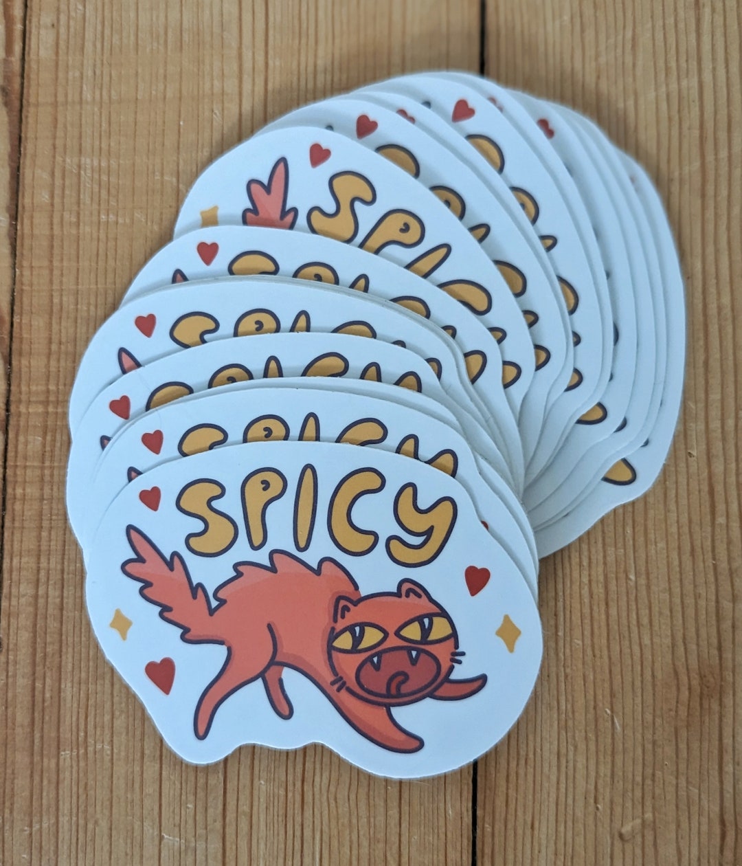 Spicy Cat - Cute Vinyl Laminate Sticker of Feral Kitten - Etsy