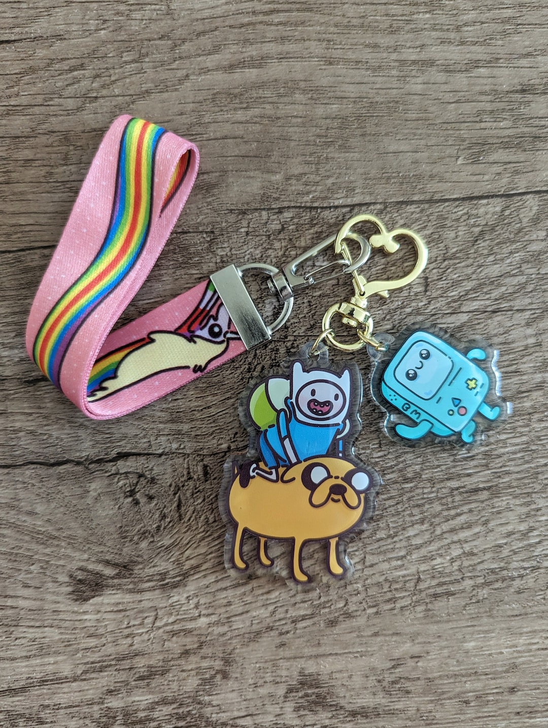 Finn and Jake Wristlet and Charm Keychain Set - Cute BMO Lady Rainicorn ...