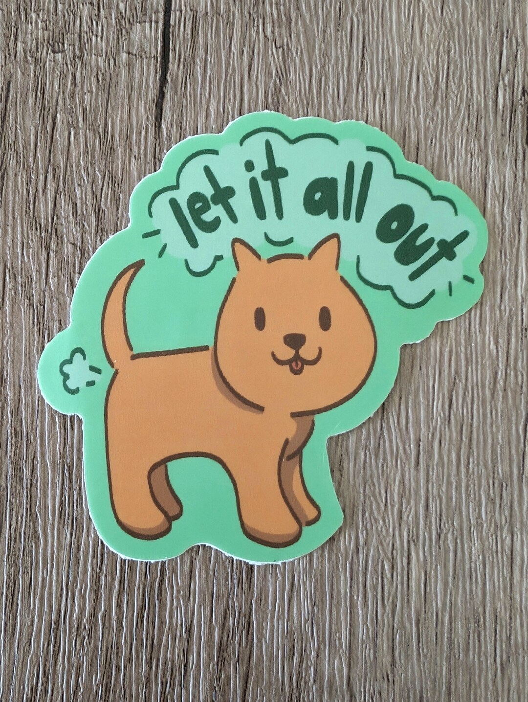 Let It All Out - Cute Gassy Dog Fart Vinyl Sticker - Etsy