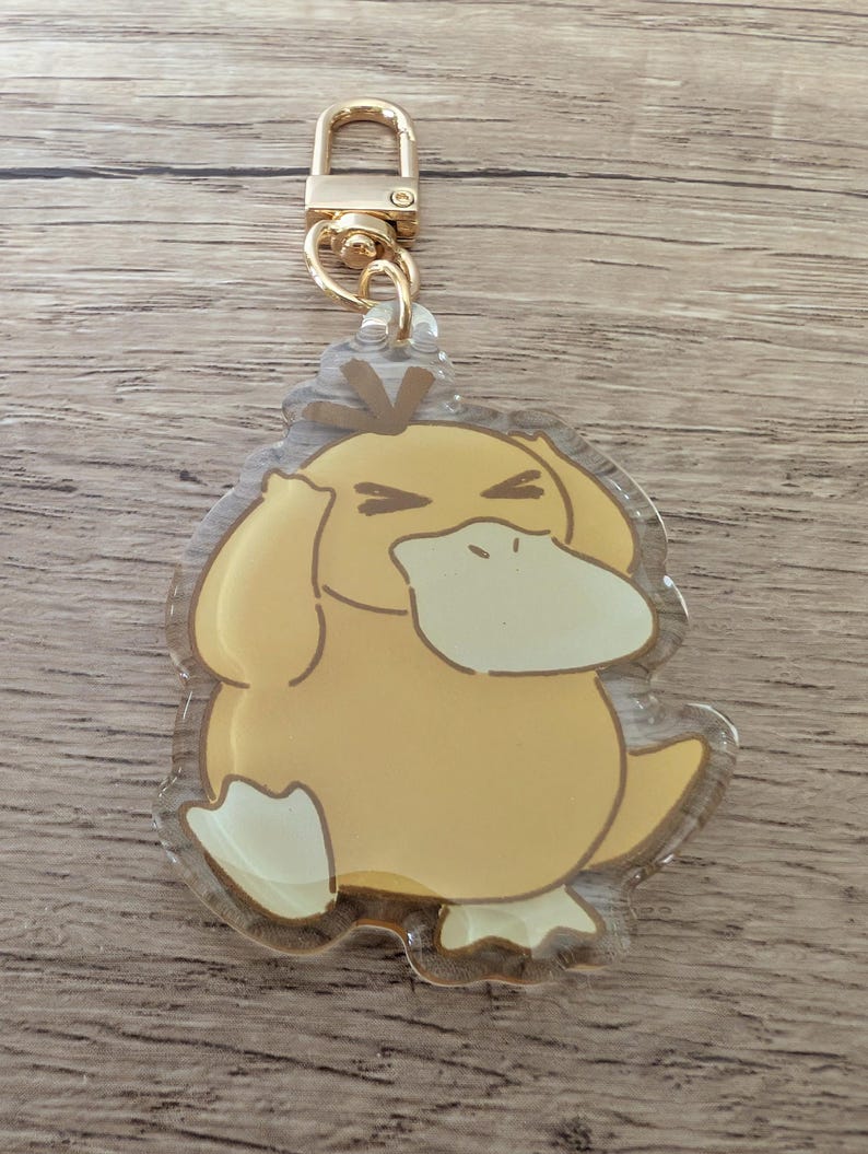 Psyduck - Cute Kawaii Pocket Monster Epoxy Acrylic Keychain Charm - Etsy