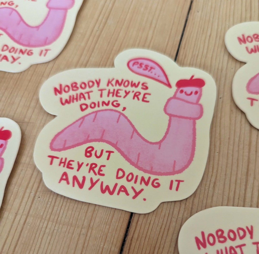 Wormy Advice - Cute Vinyl Laminate Sticker Art Artist Maker Crafter - Etsy