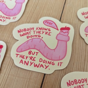 Wormy Advice - Cute Vinyl Laminate Sticker Art Artist Maker Crafter - Etsy