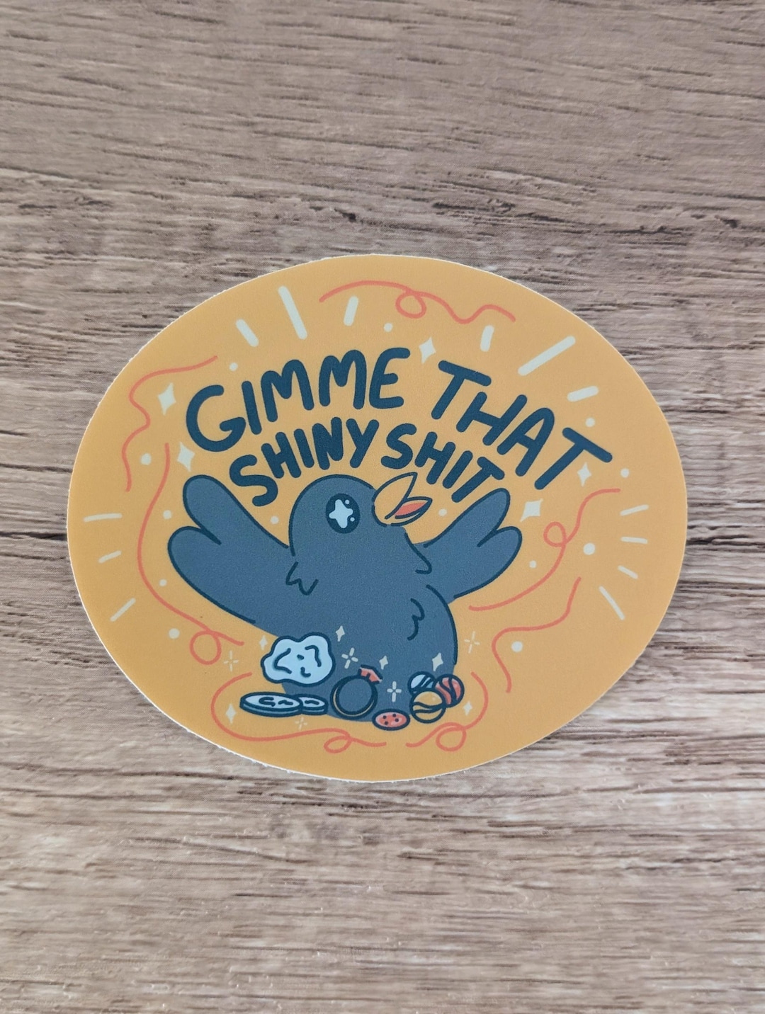 Gimme That Shiny Stuff - Bowerbird Crow Cute Bird Vinyl Sticker - Etsy