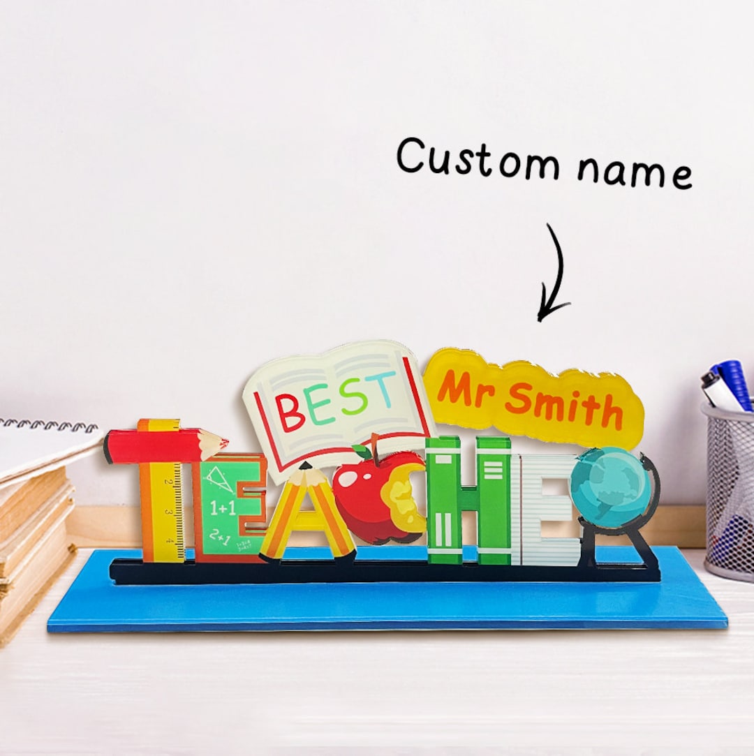 Custom Name Teacher Appreciation Table Decoration Best Teacher - Etsy