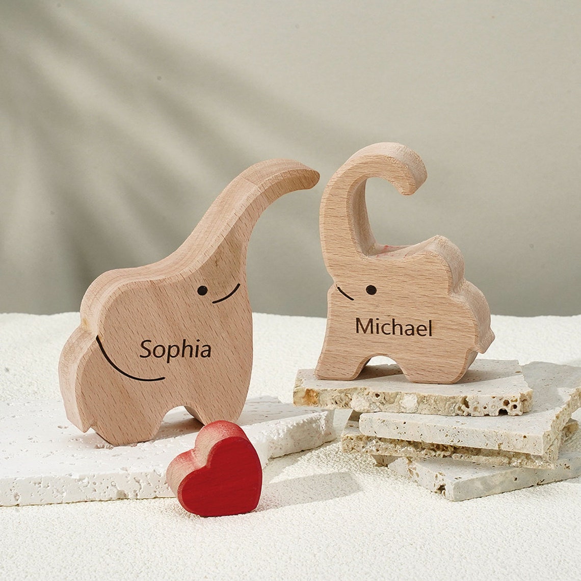Wooden Family Elephant Puzzle With Individual Names, Home Decor ...