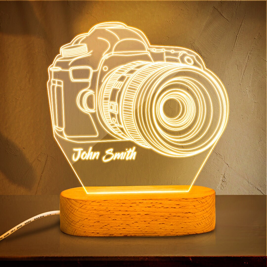 Personalized Name 3D Camera Acrylic Night Light, 3D Acrylic Night Light ...