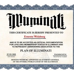 Illuminati Official Membership Id Card With Your Name on It - Etsy Canada