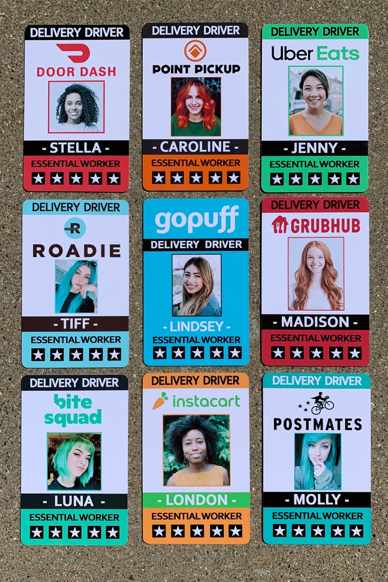Doordash Uber Eats GRUBHUB ROADIE ID Card Badge Delivery - Etsy